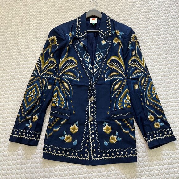 FARM Rio | Suits & Blazers | Nwot Farm Rio Unisex Blue Pineapple Ikat ...